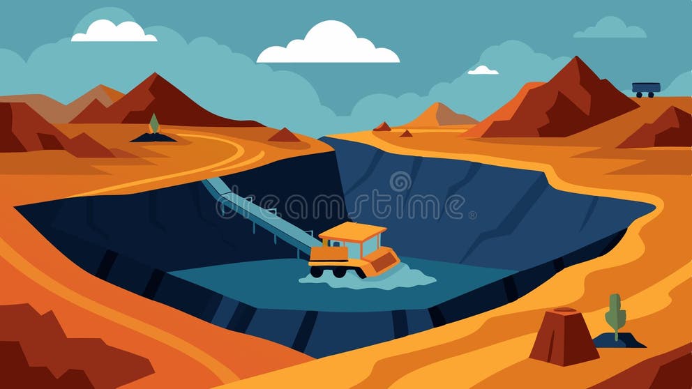Mining Operations a Large Openpit Mine with Heavy Machinery Extracting ...