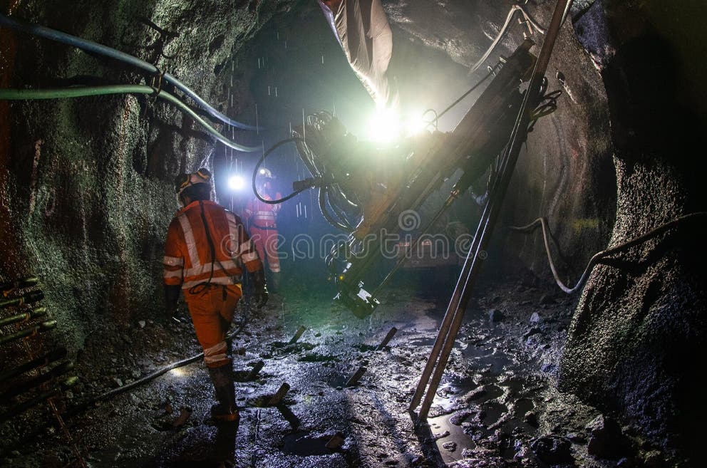 Mining Operator on Mining Machine, Underground Mine Mesh. Editorial ...