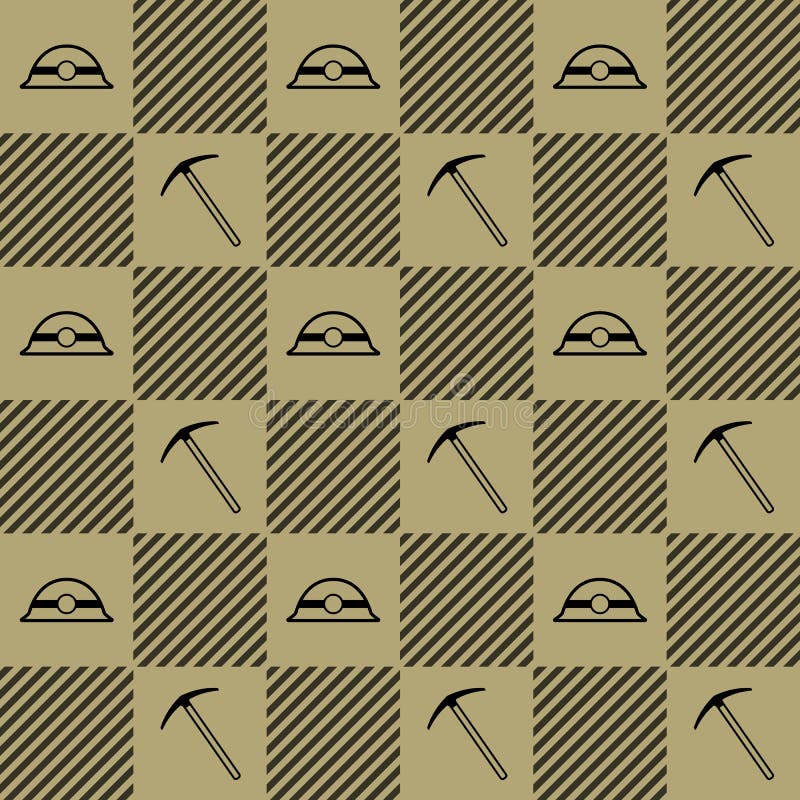 Mining Pattern with Helmet and Pick Stock Vector - Illustration of coal ...