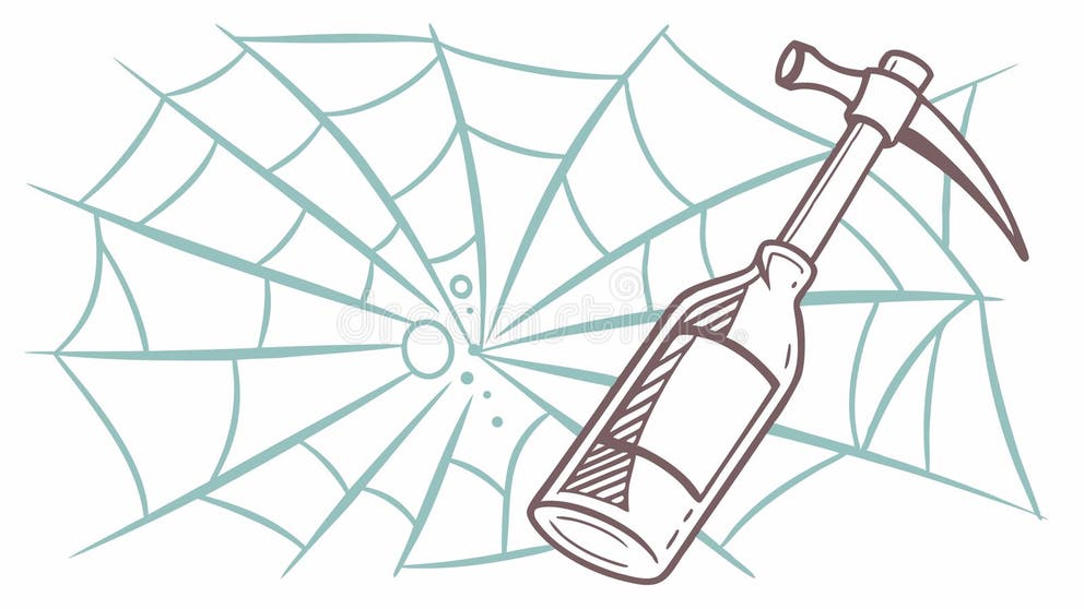 Mining Pick and Bottle on Spiderweb, Symbolizing Industry and Legacy ...