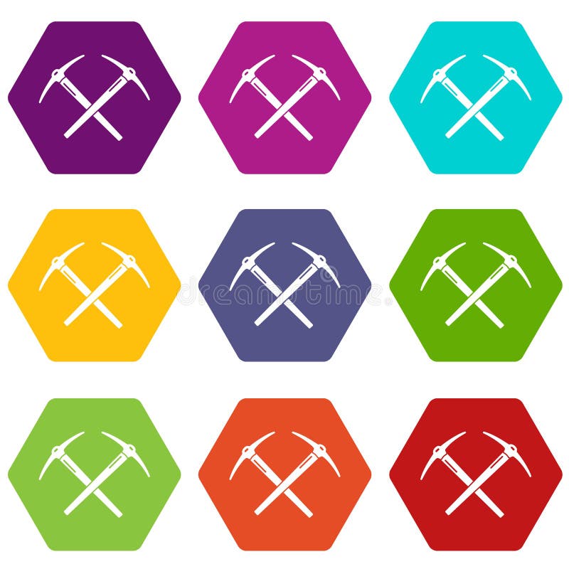 Mining Pickaxe Icons Set 9 Vector Stock Vector - Illustration of line ...