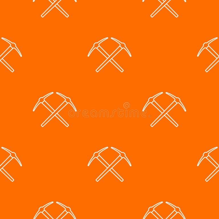 Mining Pickaxe Pattern Vector Orange Stock Vector - Illustration of ...
