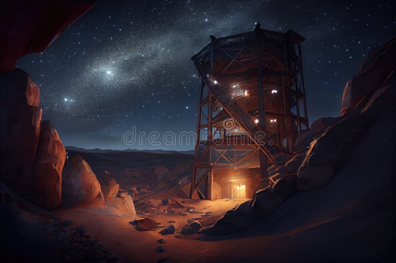 Mining Pit with View of the Night Sky, Stars Shining Overhead Stock ...