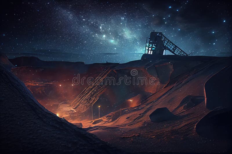 Mining Pit with View of the Night Sky, Stars Shining Overhead Stock ...
