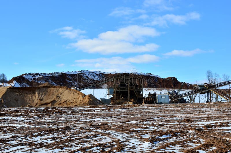 Mining Plant in an Open Sand Pit Stock Photo - Image of construction ...
