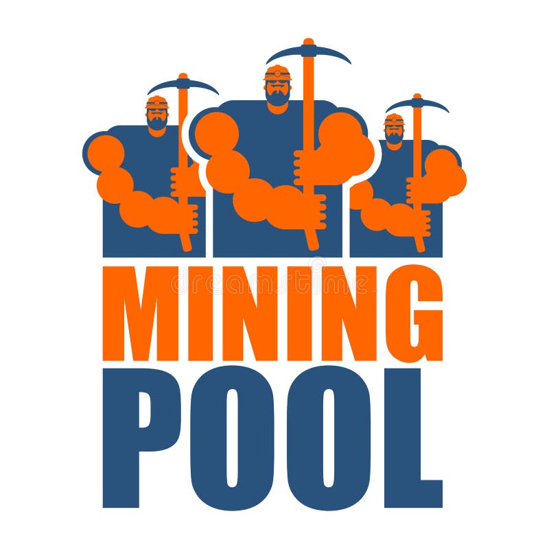 Mining Pool Logo. Extraction of Bitcoin Crypto Currencies. Worker with ...