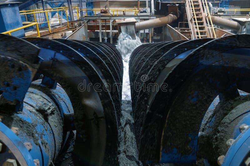 Mining and Processing Plant. Wet Sand Grading Process. Stock Photo ...