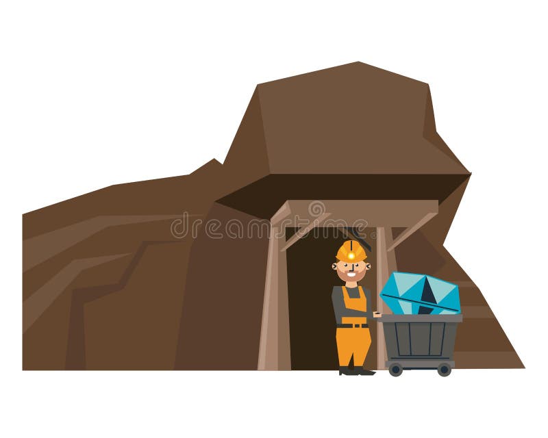 Mining and worker cartoon stock vector. Illustration of machine - 133739951