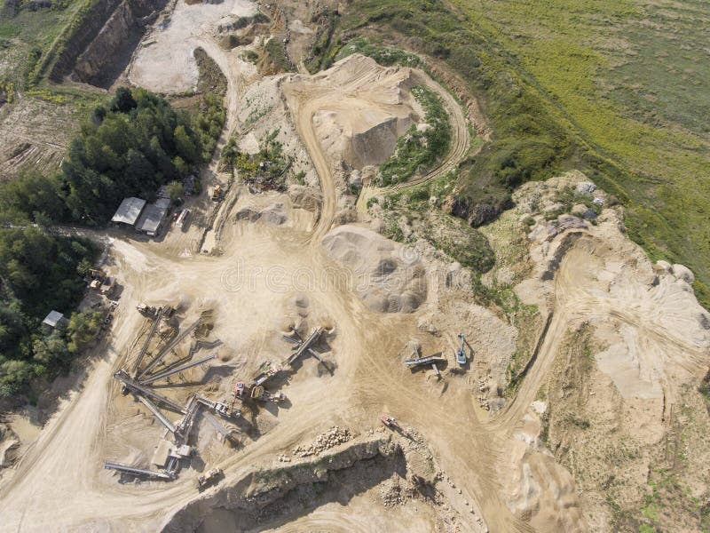 Mining Quarry with Special Equipment, Open Pit Excavation. Sand Stock ...