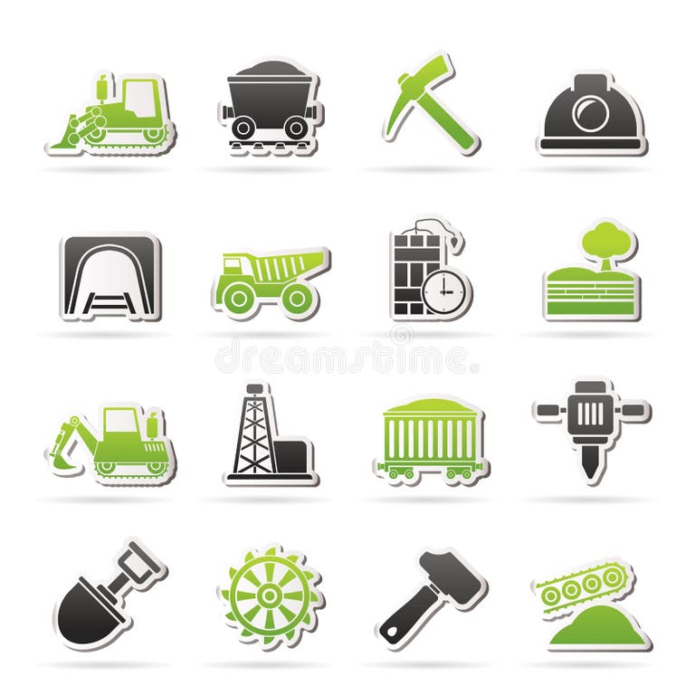 Coal Machine Mining Icon Set Stock Illustrations – 663 Coal Machine ...