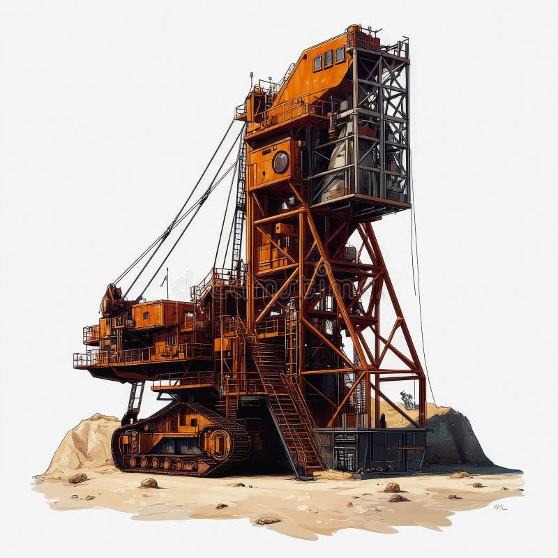 Mining Rig Large Machine Sitting on Pile of Sand Heavy Equipment ...