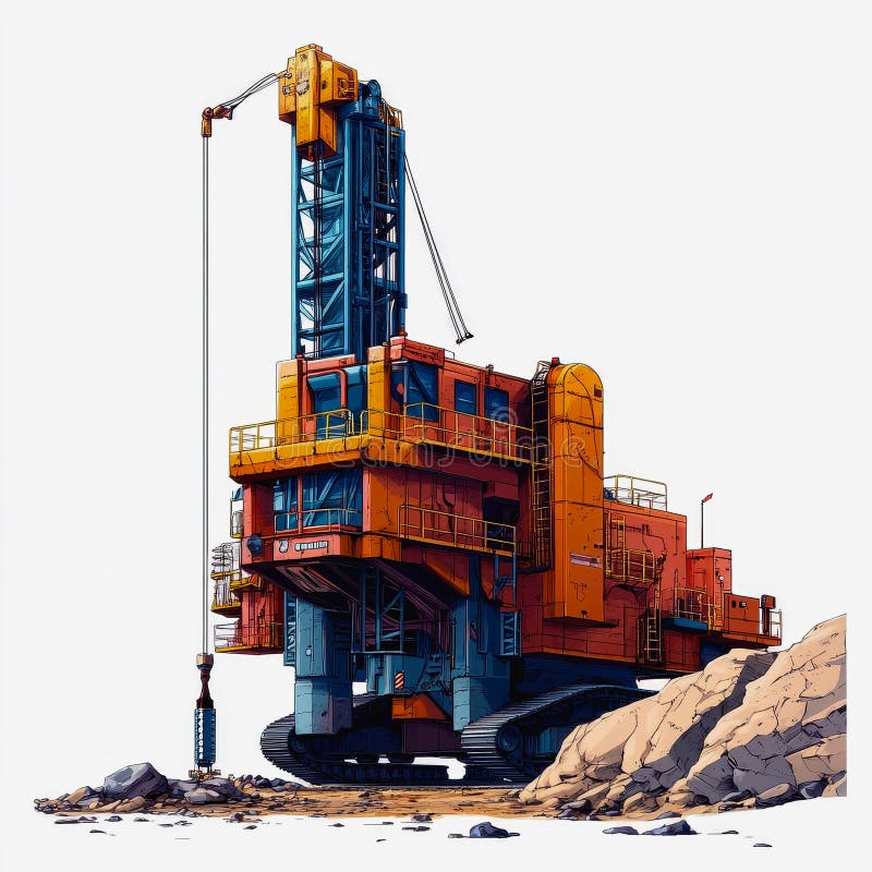 Mining Rig Machinery on Pile of Rocks Showcasing Industrial Power and ...