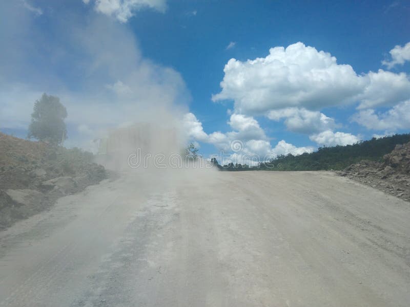 Mining Road Area with Hot Weather and Dust Stock Image - Image of area ...