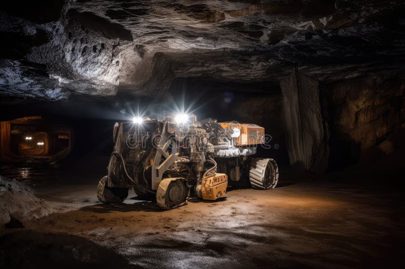 Mining Robot Extracting Valuable Materials from Deep Underground Mine ...