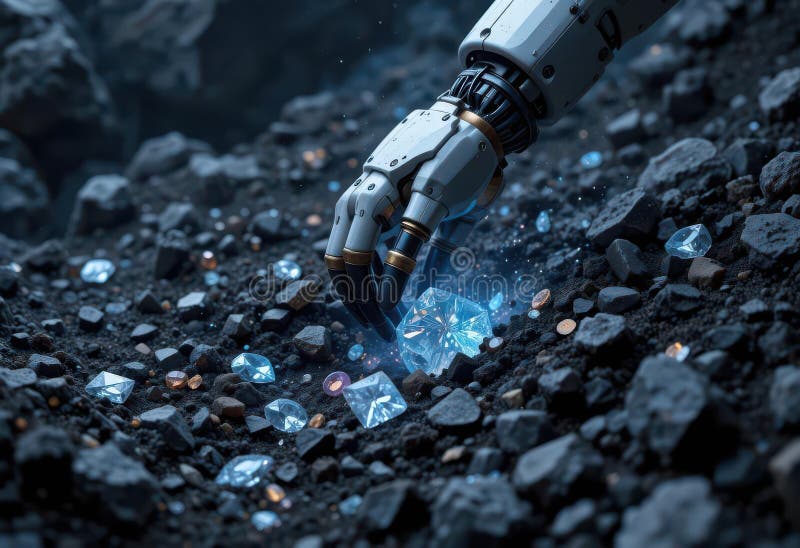 Mining Robotics a Realistic Rendering of a Gray Robotic Arm Extracting ...