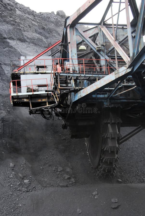 Mining, Rotary Excavator in the Coal Face. Stock Photo - Image of work ...