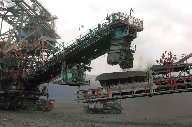 Mining, Rotary Excavator in the Coal Face. Stock Photo - Image of ...