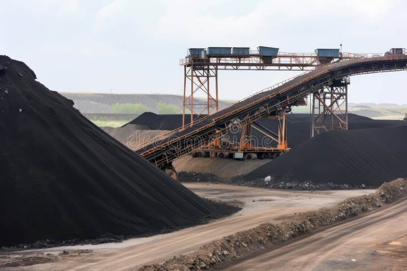 Mining Site, with Conveyor Belts Transporting Coal from the Mine To ...