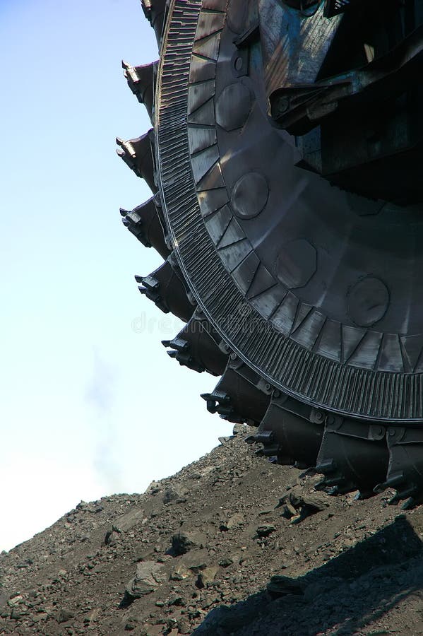 Mining, Rotary Excavator in the Coal Face. Stock Image - Image of ...