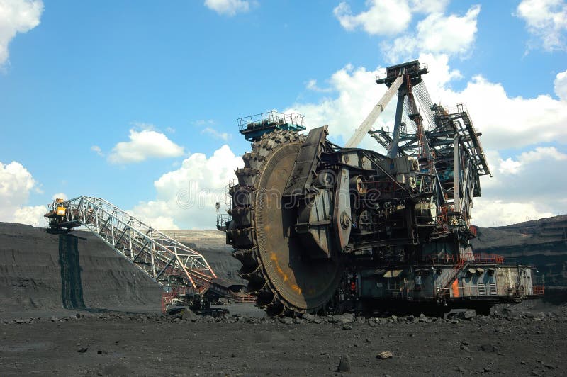 Mining, Excavator for Coal Mining. Stock Image - Image of machinery ...