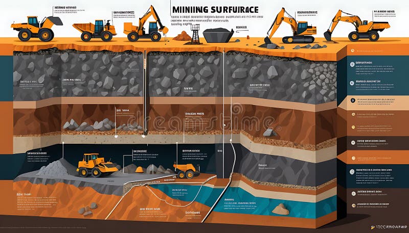 Mining Surface Infographic stock illustration. Illustration of dump - 373316532
