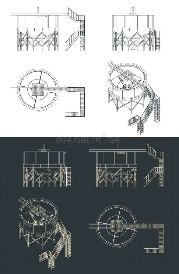 Mining Thickener Tank Blueprints Stock Vector - Illustration of ...
