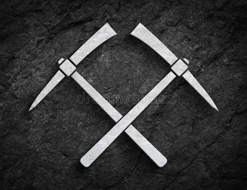 Mining Tool Pickaxe Symbol Stone Wall Background Stock Illustration ...