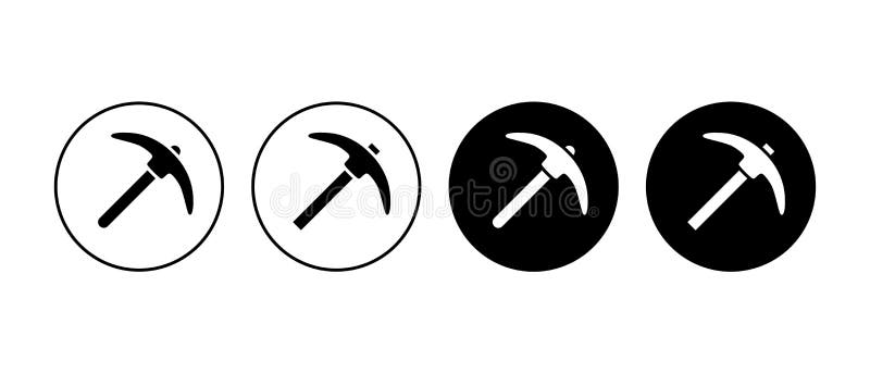 Mining Tool Pickaxe, Vector Icon Set. Mining Cryptocurrency Symbol ...