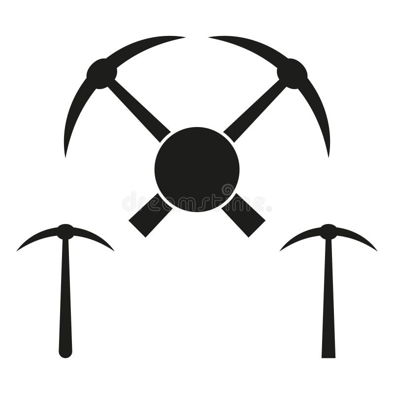 Mining Tools Icon. Pickaxes Crossed Symbol. Simple Excavation Sign ...