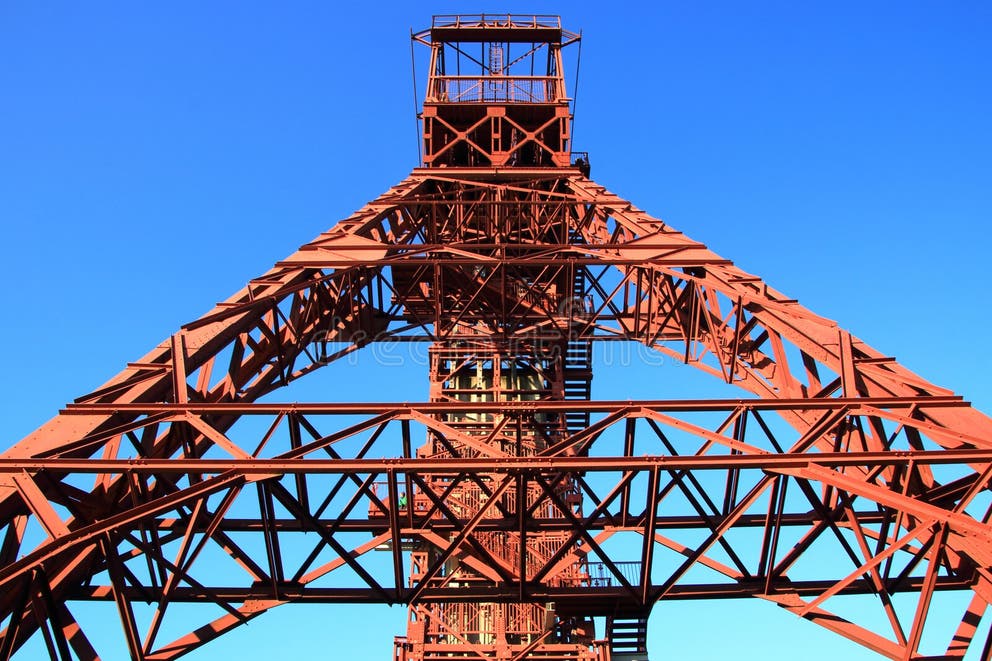 Mining Tower in Special View from Bottom Stock Image - Image of pott ...
