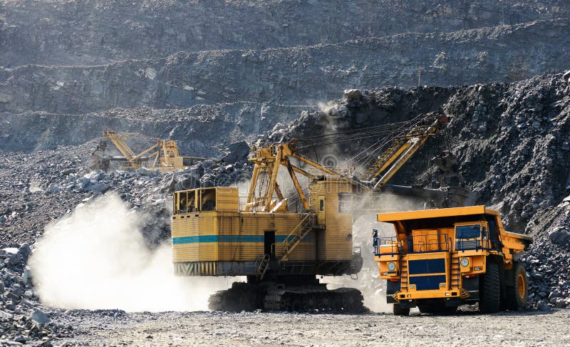 Iron ore mining stock photo. Image of machinery, mining - 164158846