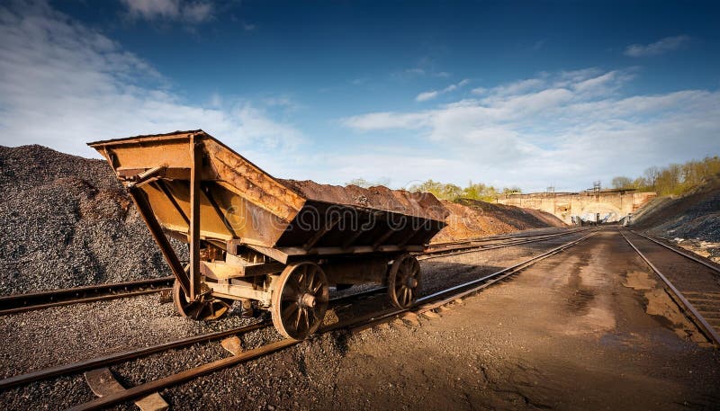 Mining truck on rails stock illustration. Illustration of asphalt ...