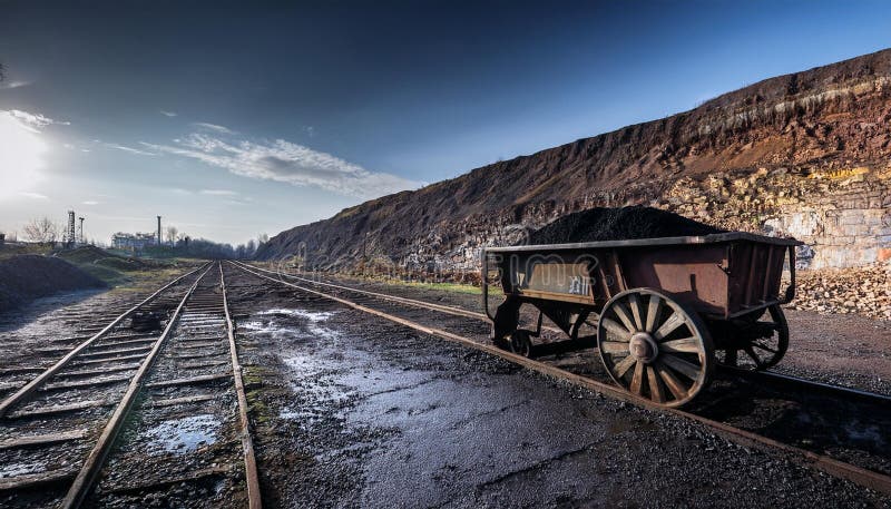 Mining truck on rails stock illustration. Illustration of screenshot ...