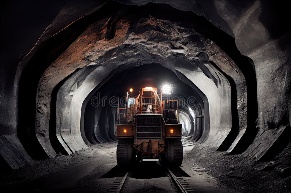 Mining Tunnel with Double Exposure of Coal and the Mining Equipment ...