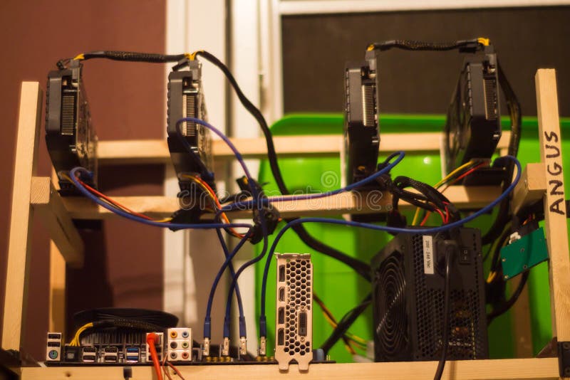 Mining the Video Card on a Wooden Frame Stock Image - Image of cooler ...