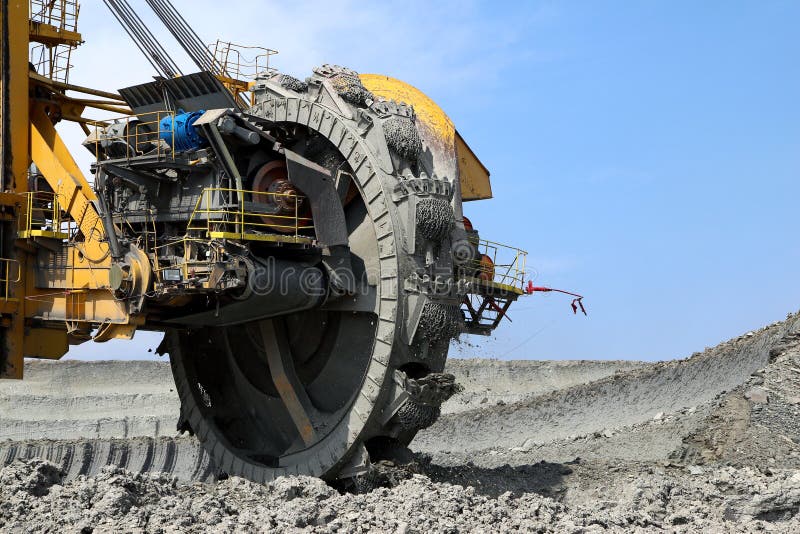 Mining Wheel in Brown Coal Mine Stock Photo - Image of excavator, load ...