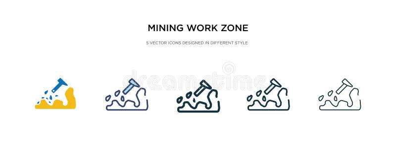 Mining Work Zone Icon in Different Style Vector Illustration. Two ...