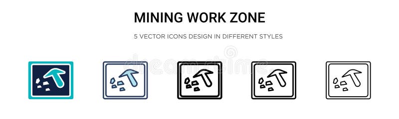 Mining Work Zone Icon in Filled, Thin Line, Outline and Stroke Style ...