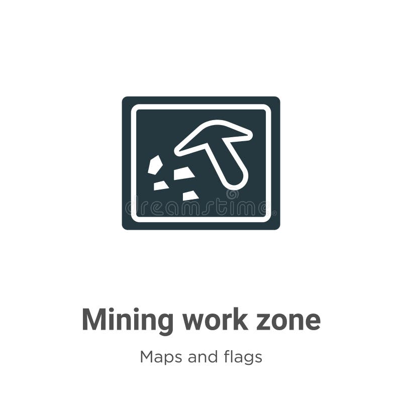 Mining Work Zone Vector Icon on White Background. Flat Vector Mining ...