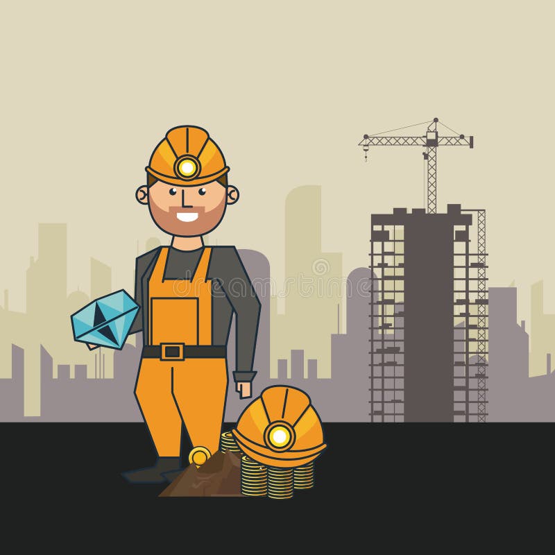 Mining and worker cartoon stock vector. Illustration of production ...