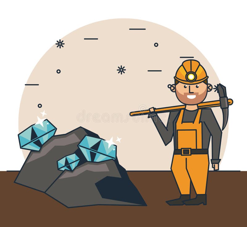 Mining worker cartoon stock vector. Illustration of treasure - 128549452