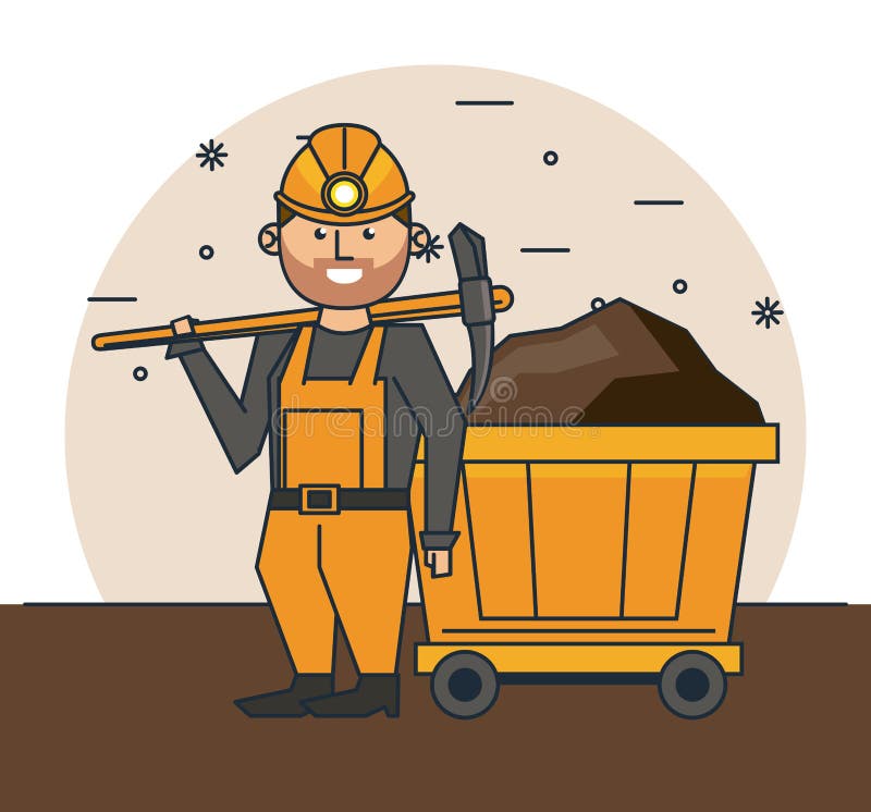 Mining worker cartoon stock vector. Illustration of element - 128549008