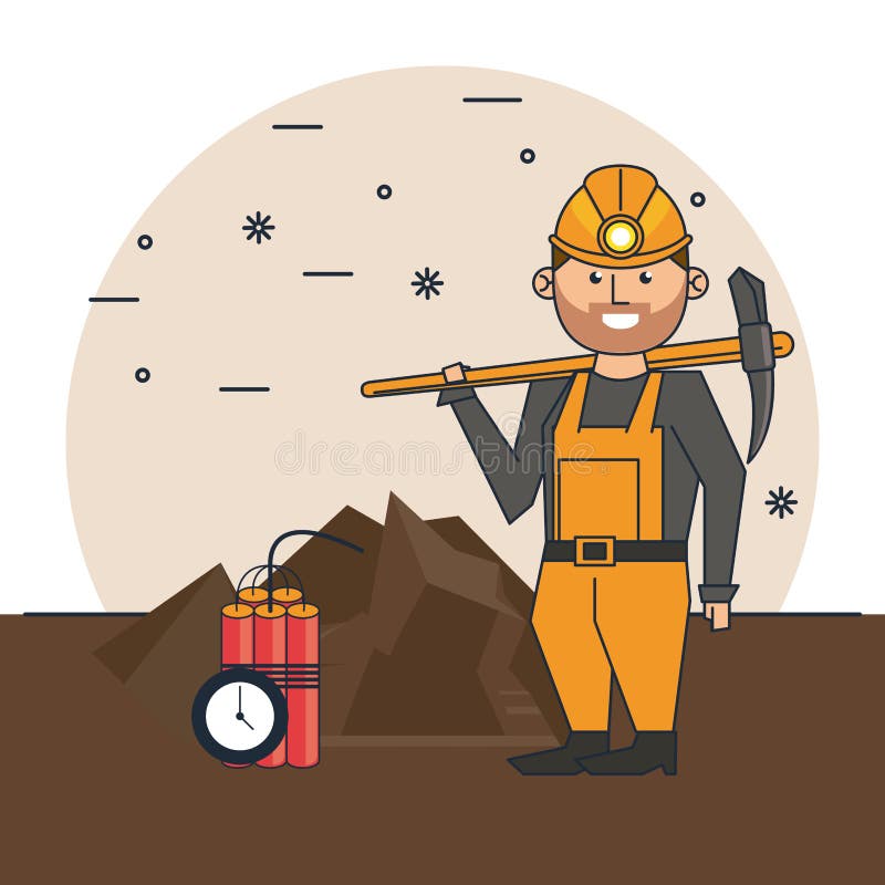 Mining worker cartoon stock vector. Illustration of explosives - 129365388