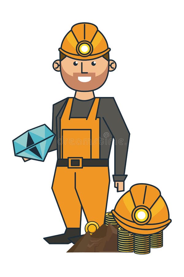 Mining worker cartoon stock vector. Illustration of design - 128549716