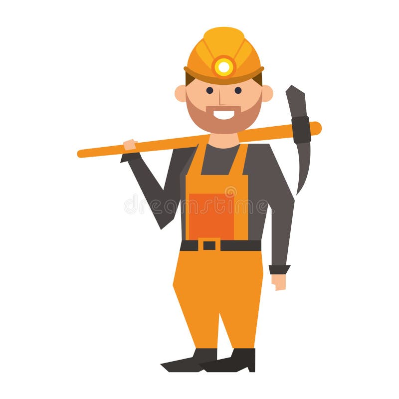 Mining Worker Holding Pick Tool Cartoon Stock Vector - Illustration of ...