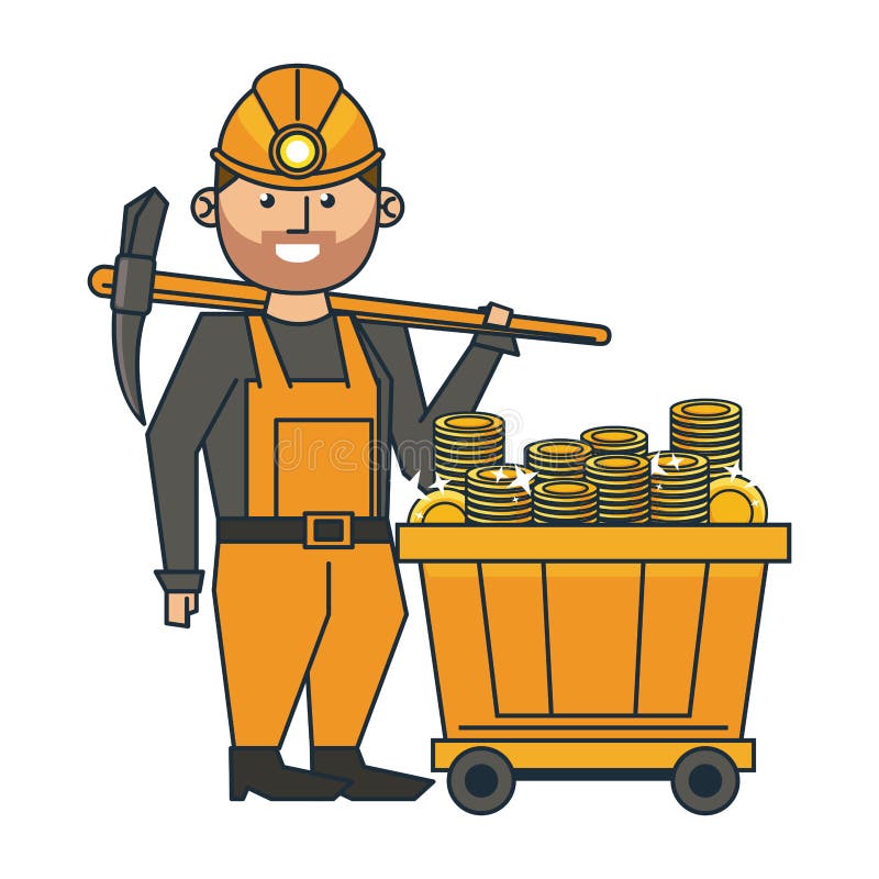 Mining worker cartoon stock vector. Illustration of mineral - 128549716