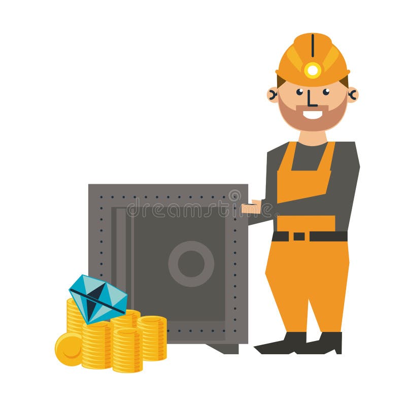 Mining and worker cartoon stock vector. Illustration of diamonds ...
