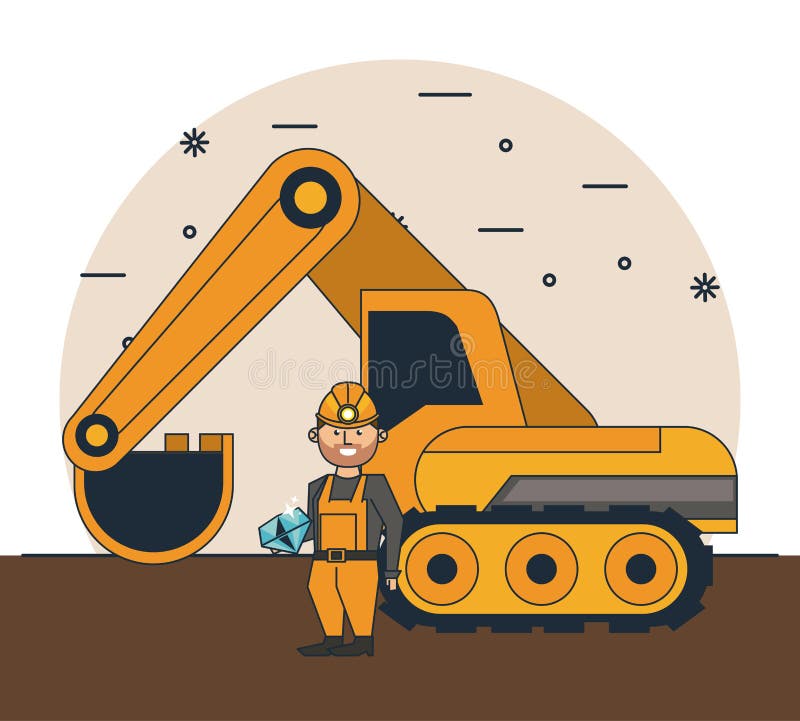 Mining worker cartoon stock vector. Illustration of underground - 128549560