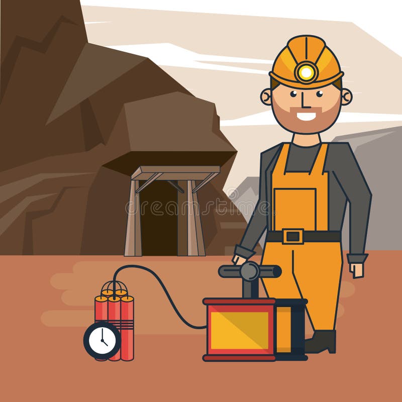 Mining worker cartoon stock vector. Illustration of miner - 128549631