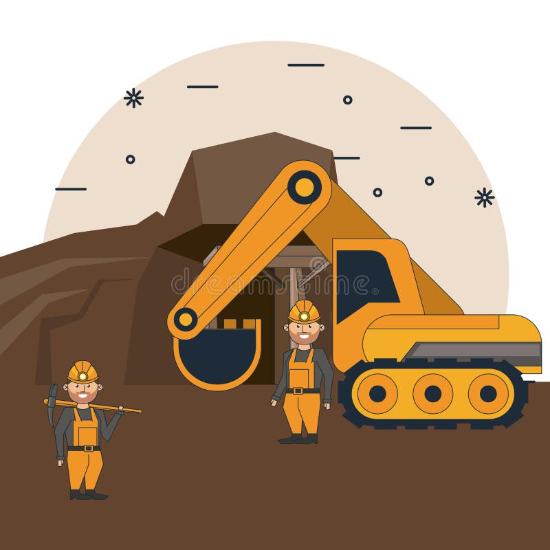 Mining workers cartoon stock vector. Illustration of gold - 128548749